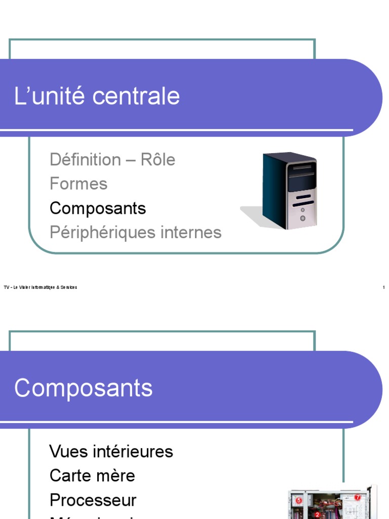 L'unité Centrale: Définition - Rôle Formes Périphériques Internes | PDF | Design électronique ...