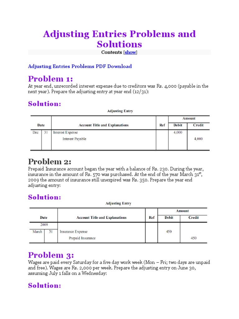 Adjusting Entries Problems and Solutions | PDF