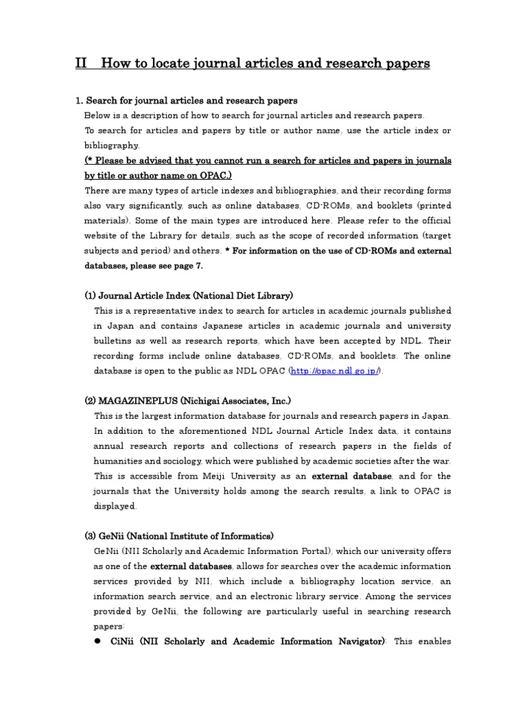II How To Locate Journal Articles and Research Papers | PDF | Academic ...