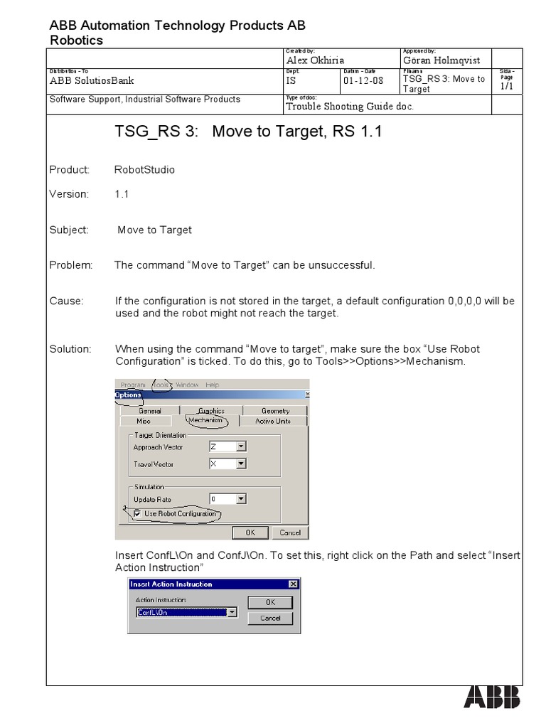 TSG - RS 3: Move To Target, RS 1.1: ABB Automation Technology Products ...