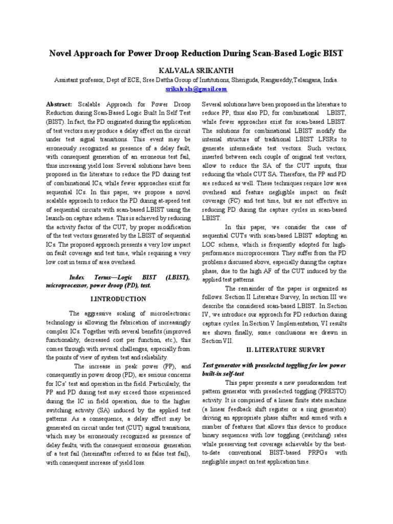 Novel Approach For Power Droop Reduction During Scan-Based Logic BIST | Download Free PDF ...