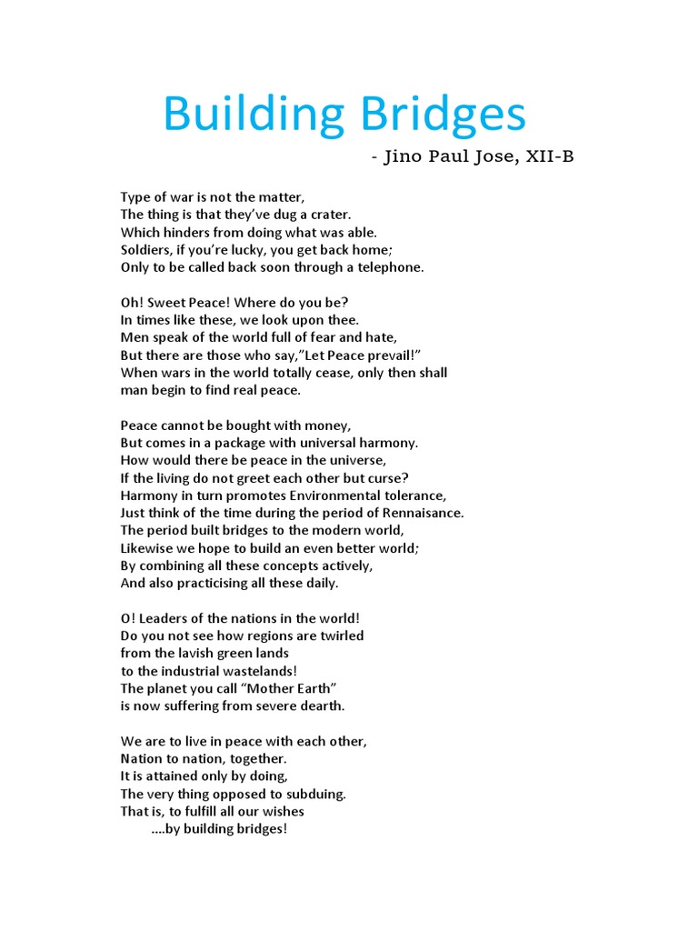 Building Bridges (Poem) | PDF