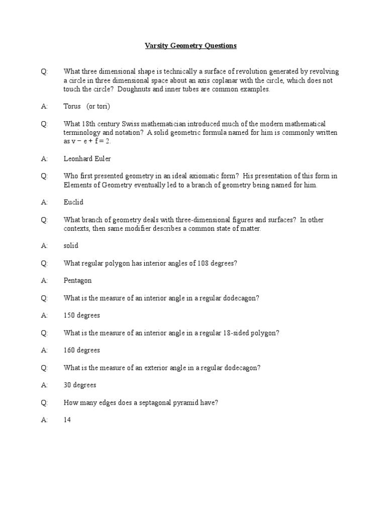 Varsity Math Questions | PDF | Area | Triangle