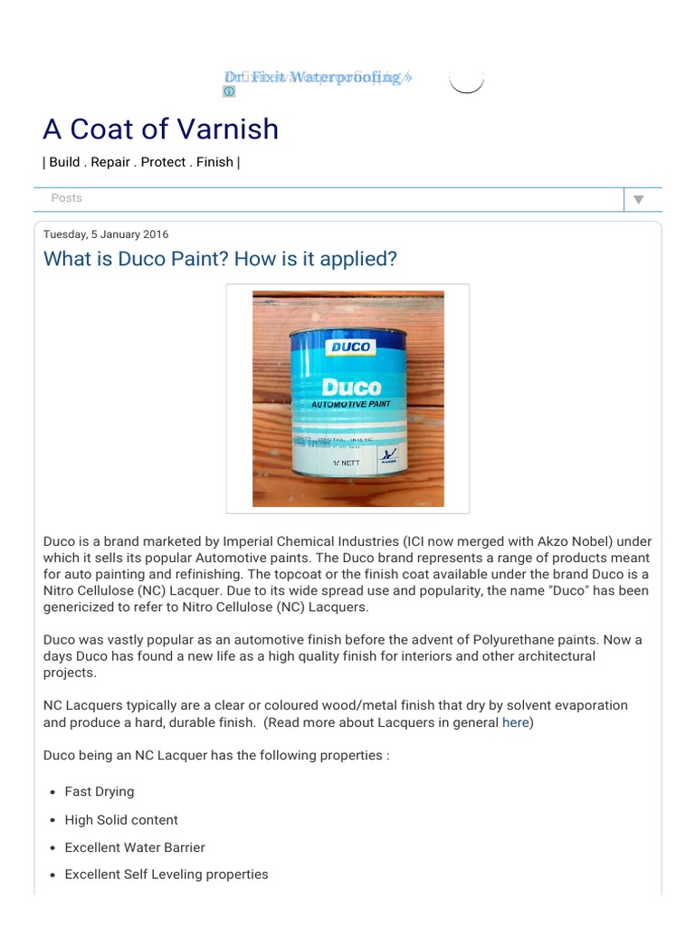 A Coat of Varnish - What Is Duco Paint - How Is It Applied | PDF