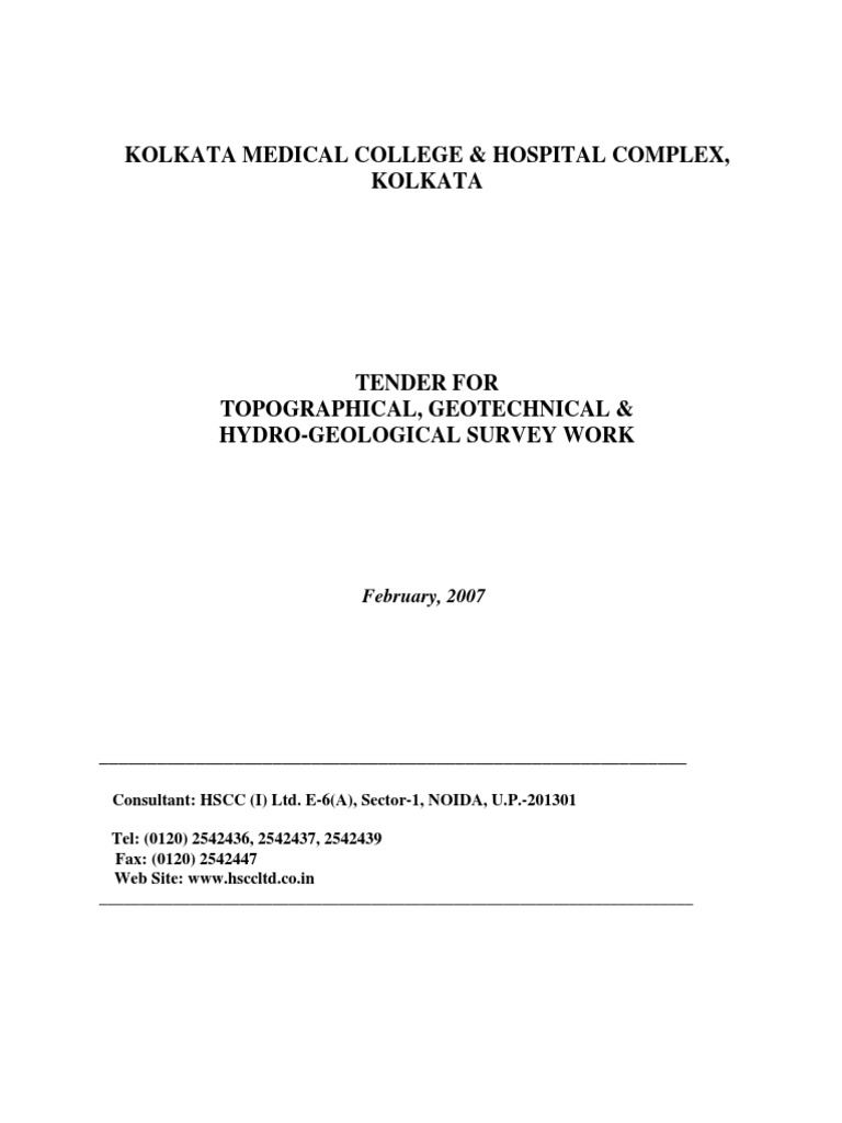 Tender For KMC Soil | PDF | Deep Foundation | Groundwater