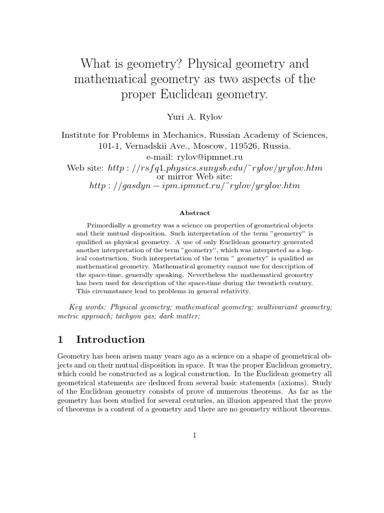 What Is Geometry Physical Geometry and M PDF | PDF | Euclidean Space ...