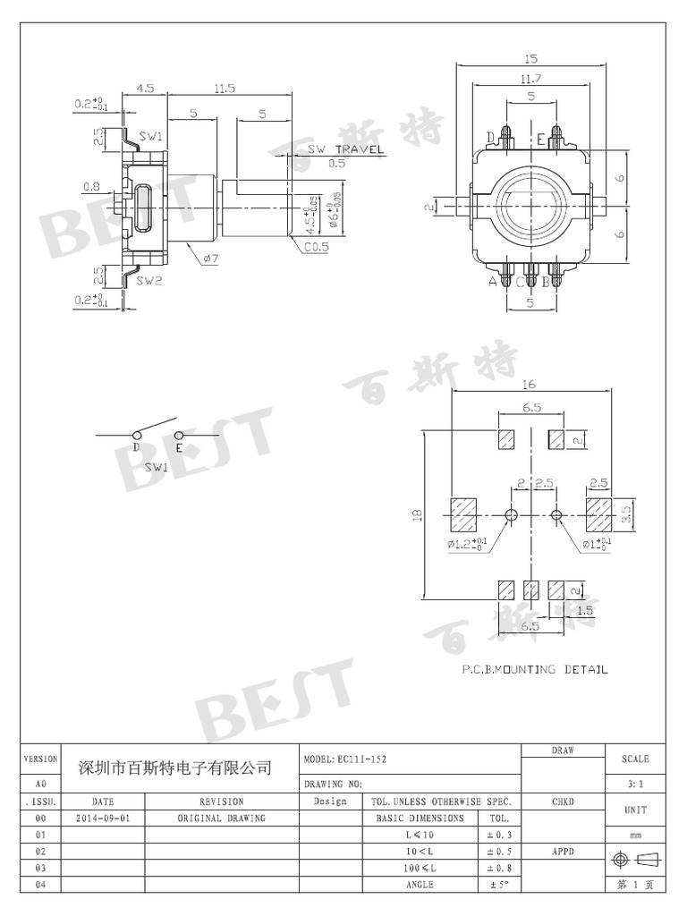 EC11I-152 Datasheet | PDF | Switch | Physical Quantities