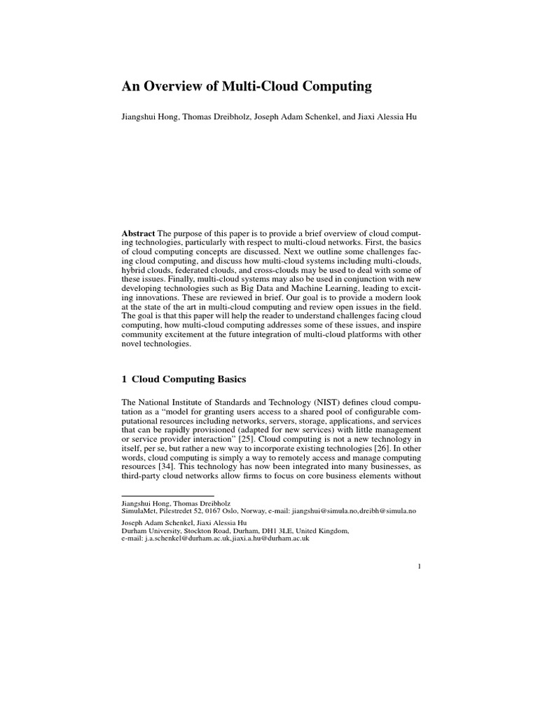 An Overview of Multi-Cloud Computing | PDF | Platform As A Service ...