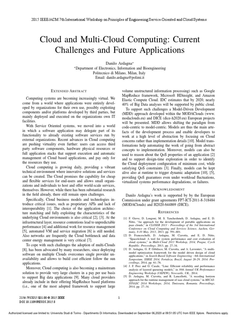 Cloud and Multi-Cloud Computing Current Challenges and Future ...