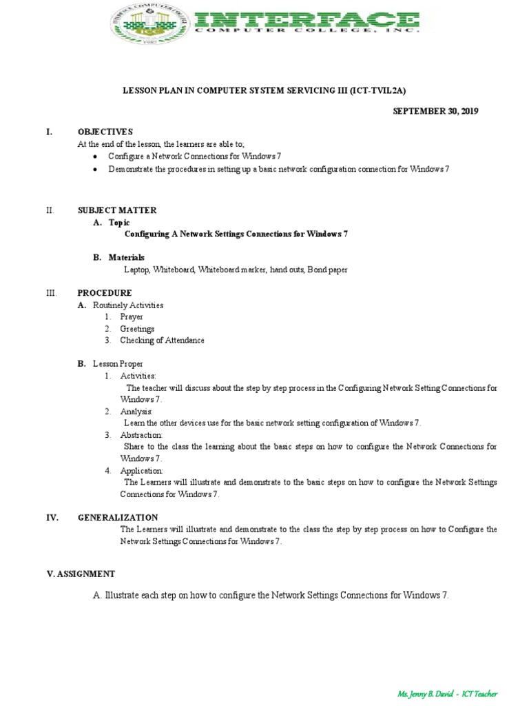 12 Lesson Plan in Computer System Servicing Iii | PDF