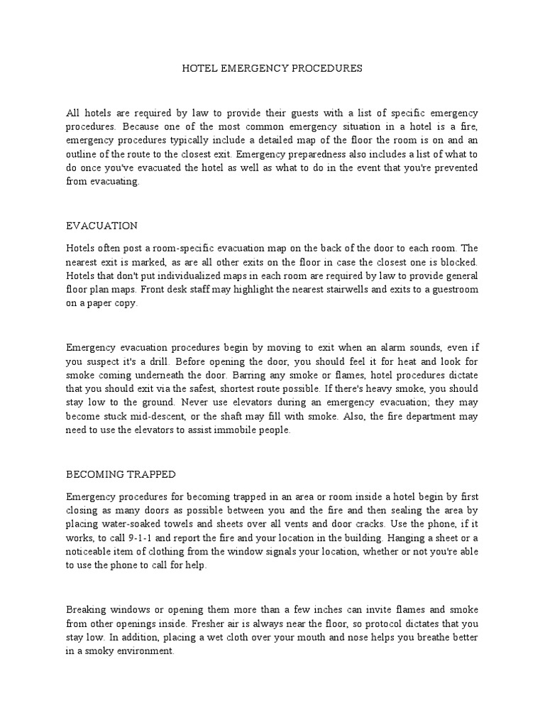 Hotel Emergency Evacuation Procedures | PDF | Emergency Evacuation ...