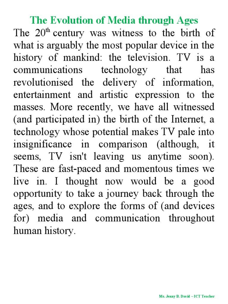 Evolution of Media Through Ages | PDF | Information Technology ...