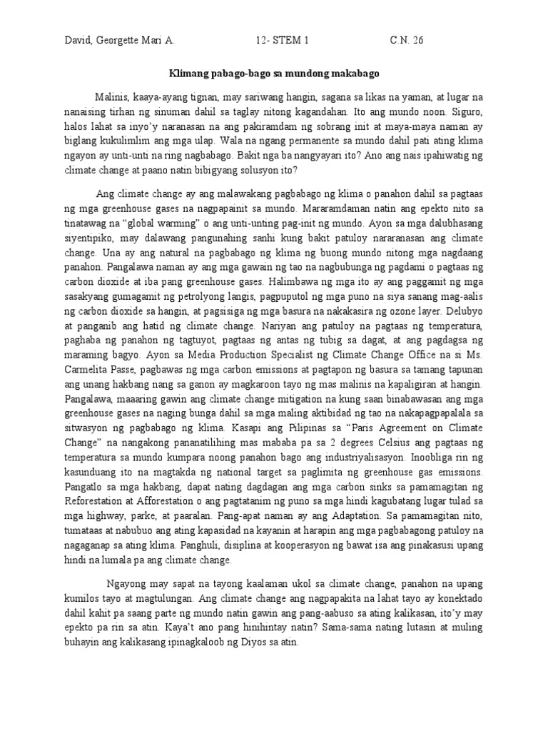 Talumpati Climate Change | PDF