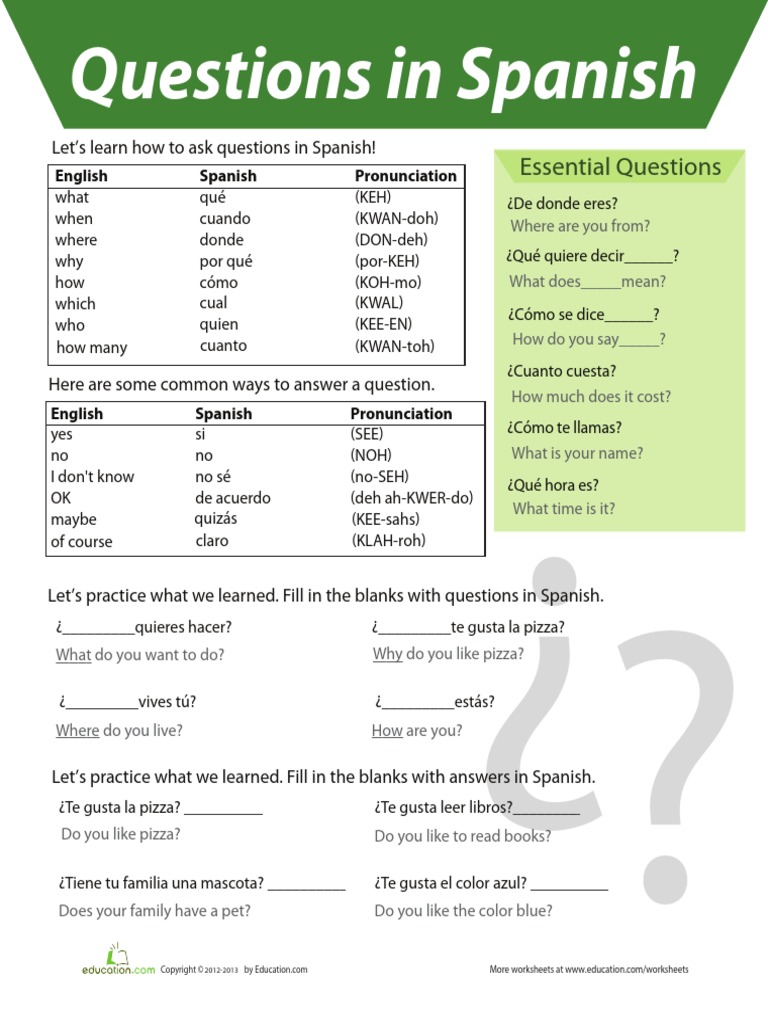 Questions in Spanish | PDF | Grammatical Number | Syntax