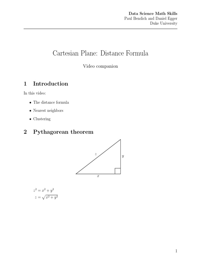 Distance Formula & Clustering Guide | PDF | Distance | Combinatorics