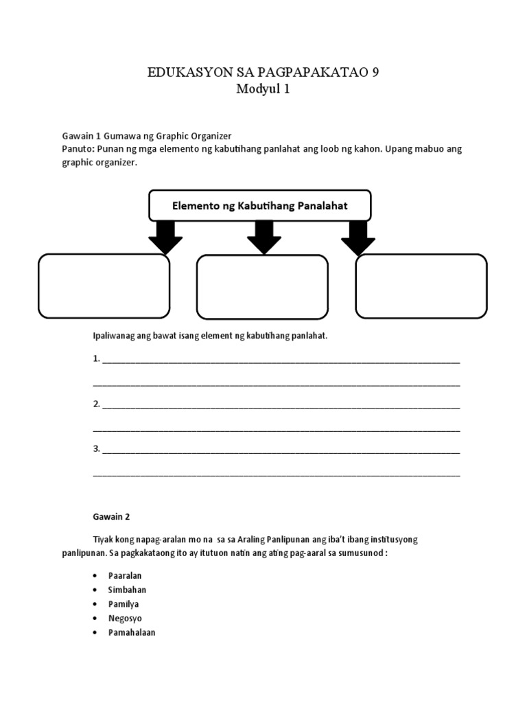 ESP 9 Supplemental Activities | PDF