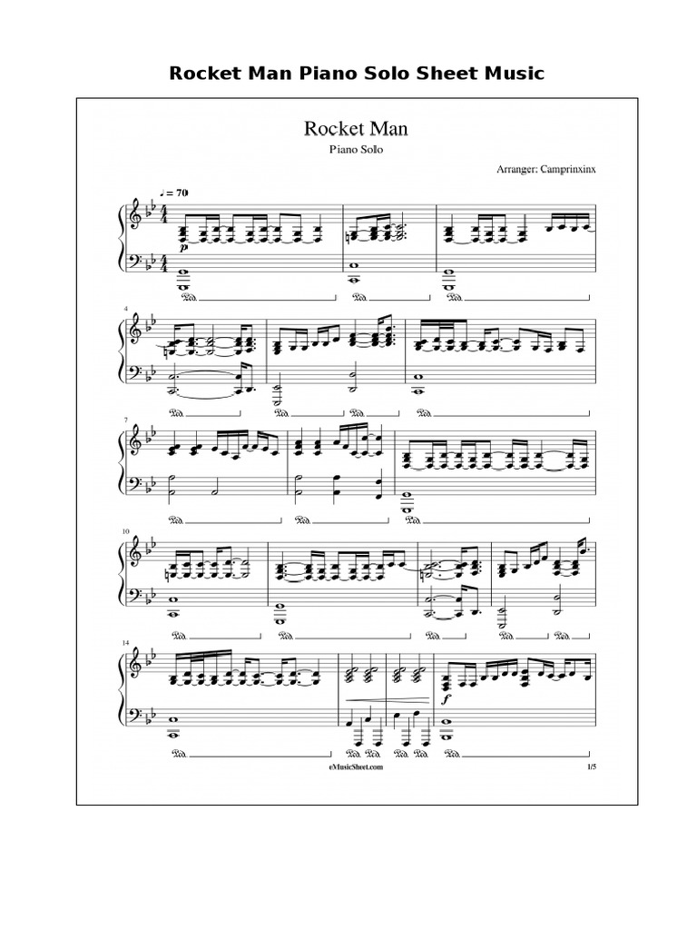 Rocket Man Piano Solo Sheet Music | PDF