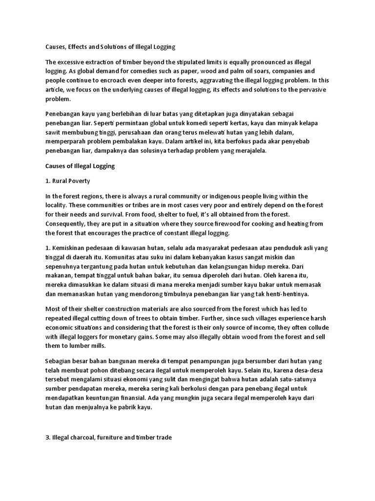 Cause Effect Solution Illegal Logging | PDF