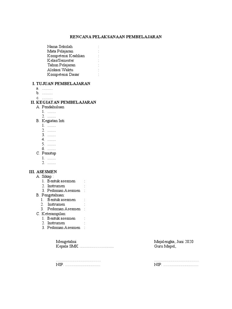 RPP 3 Komponen Dan Penjelasannya | PDF