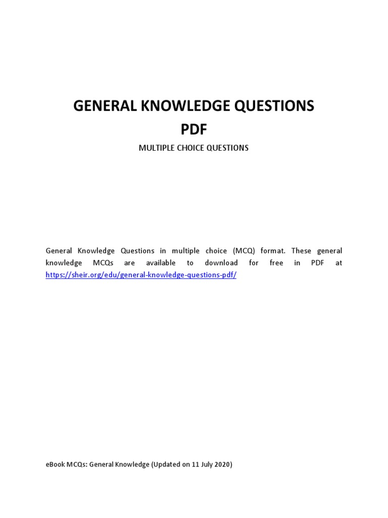 General Knowledge Questions PDF | PDF