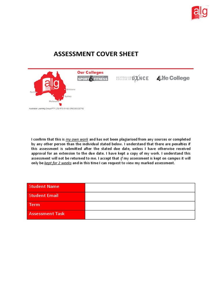 Assessment Cover Sheet: Student Name Student Email Term Assessment Task ...