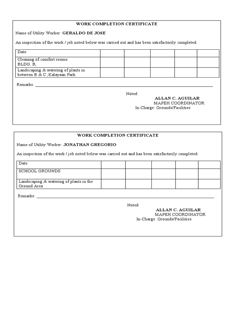 Utility Worker Accomplishment Report | PDF