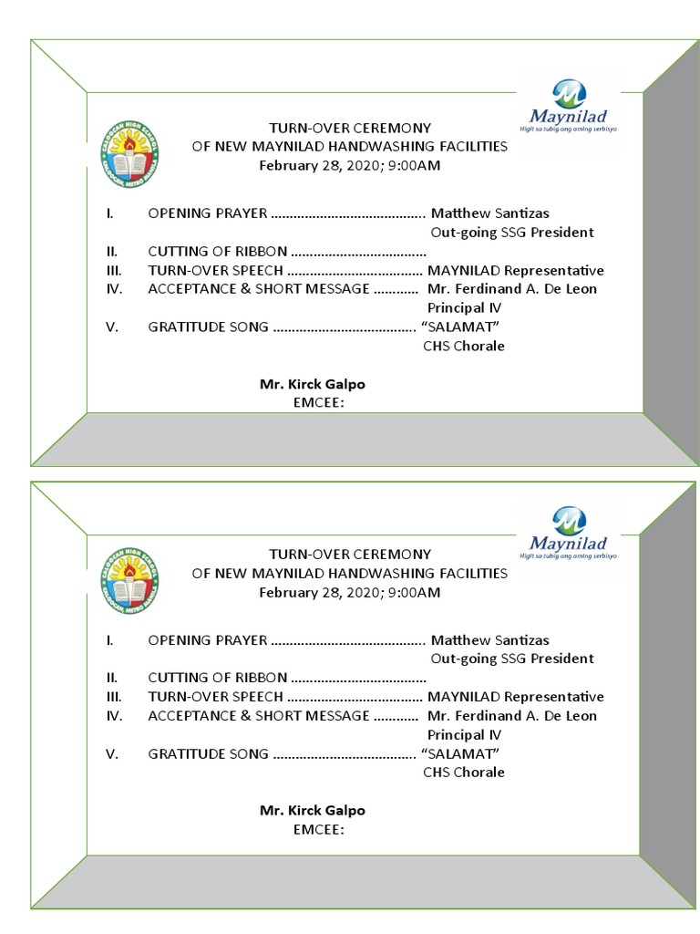 Program Turn Over Ceremony | PDF