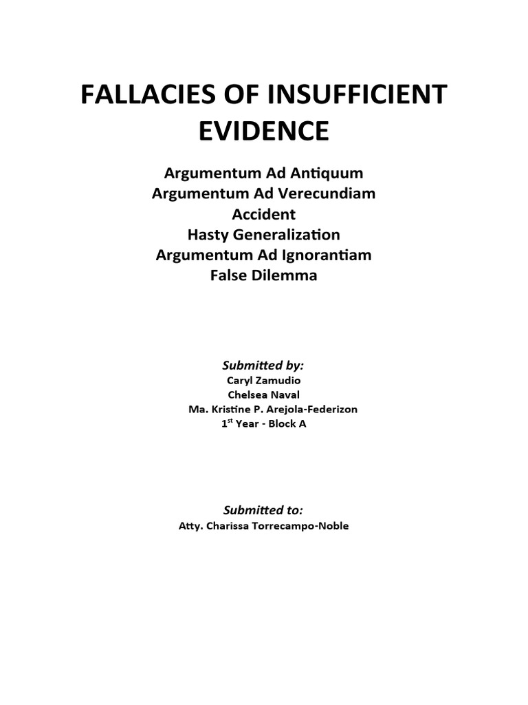 Fallacies of Insufficient Evidence | Download Free PDF | Argument | Fallacy