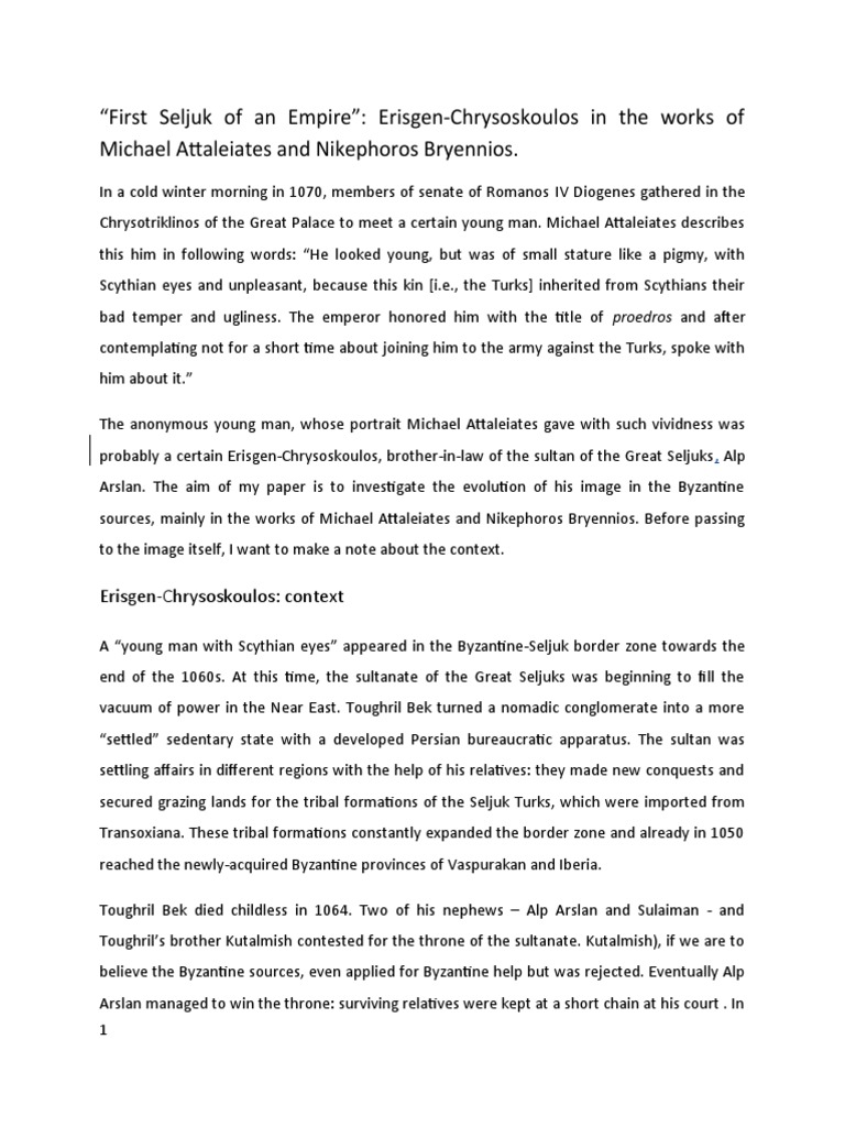 The Empire S First Seljuk Erisgen-Chryso | PDF | Byzantine Empire