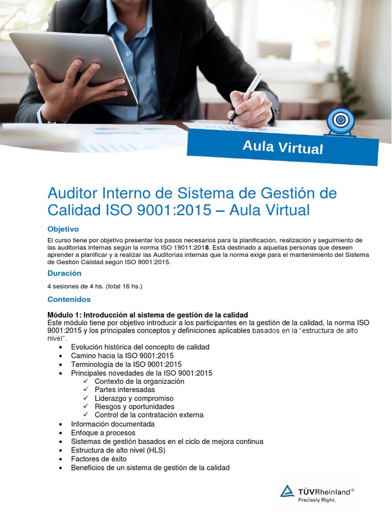 Auditor Interno ISO 9001 - Aula Virtual PDF | PDF | Gestión de la calidad | Auditoría