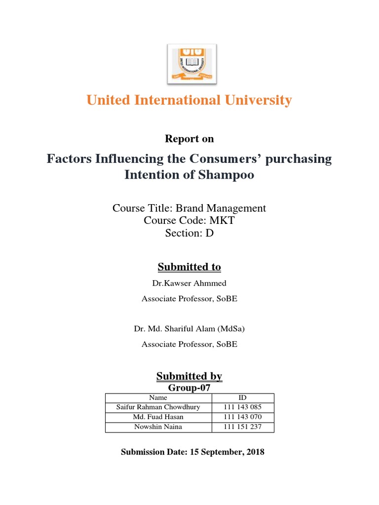 Survey Report On Shampoo Industry in Bangladesh | PDF | Brand | Behavior