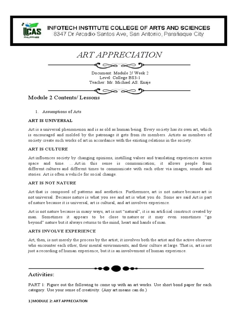 Art Appreciation Module 2 | PDF
