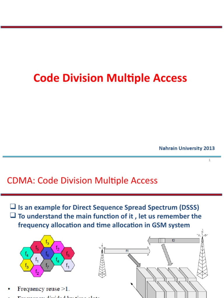 Code Division Multiple Access: Nahrain University 2013 | PDF | Mimo | 4 G