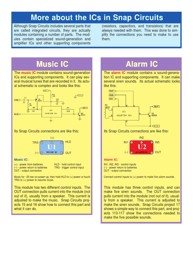 More About The Ics in Snap Circuits: Music Ic Alarm Ic | PDF ...