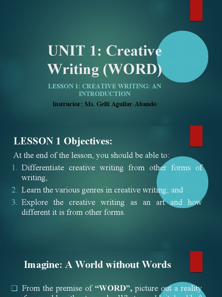 Introduction to Creative Writing Concepts | PDF | Poetry | Creative ...