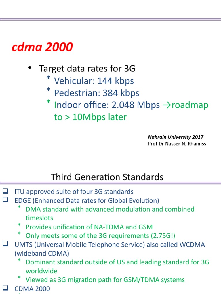 Cdma 2000: - Target Data Rates For 3G | PDF | Internet Protocols | 3 G