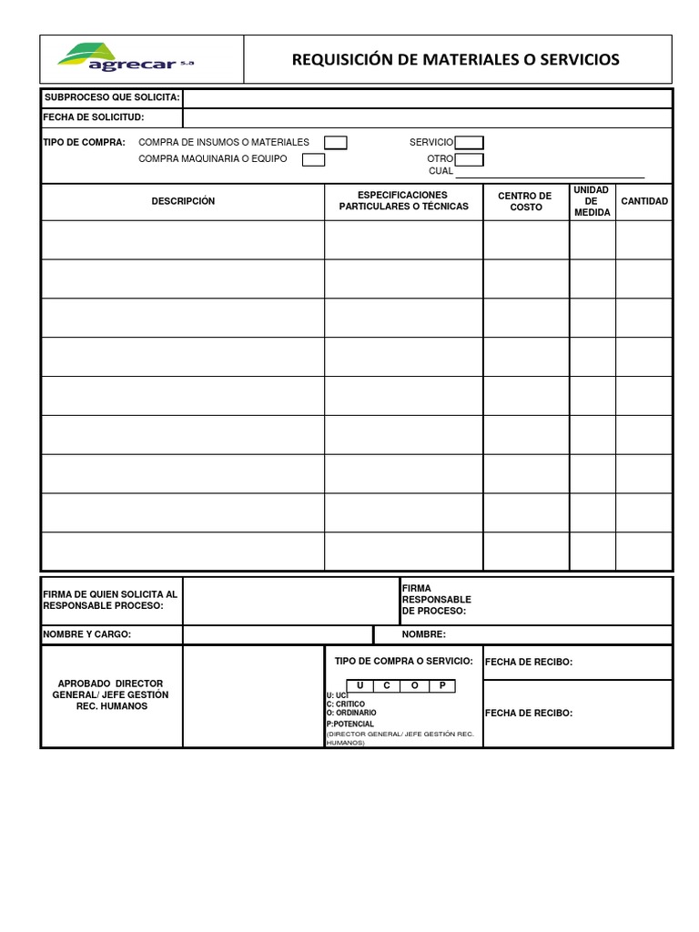 Formato de Requisición de Materiales | PDF