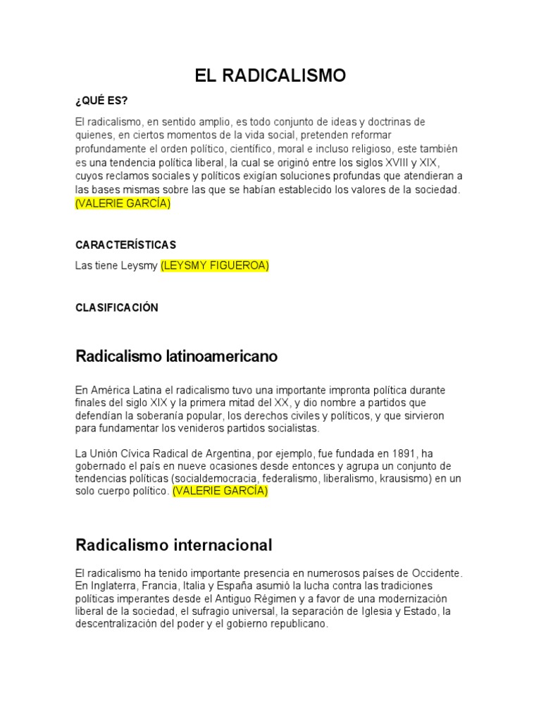 Características del Radicalismo Político | PDF | Liberalismo | Argentina