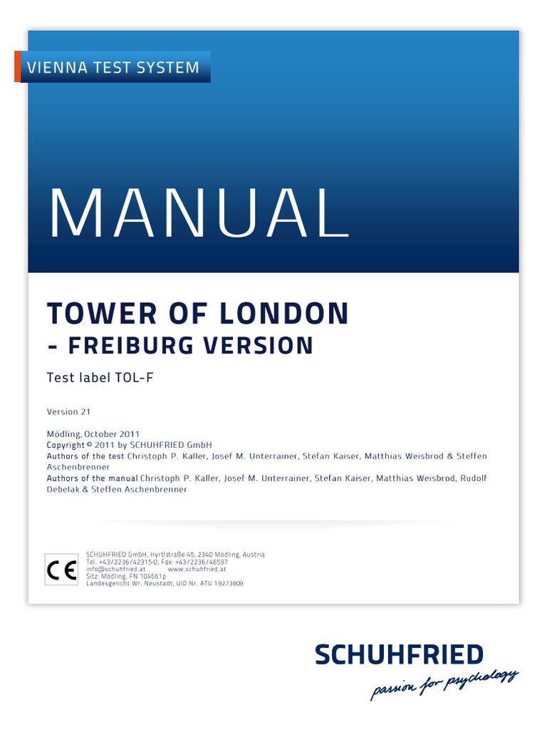 ToL Manual | PDF | Statistics | Cognition