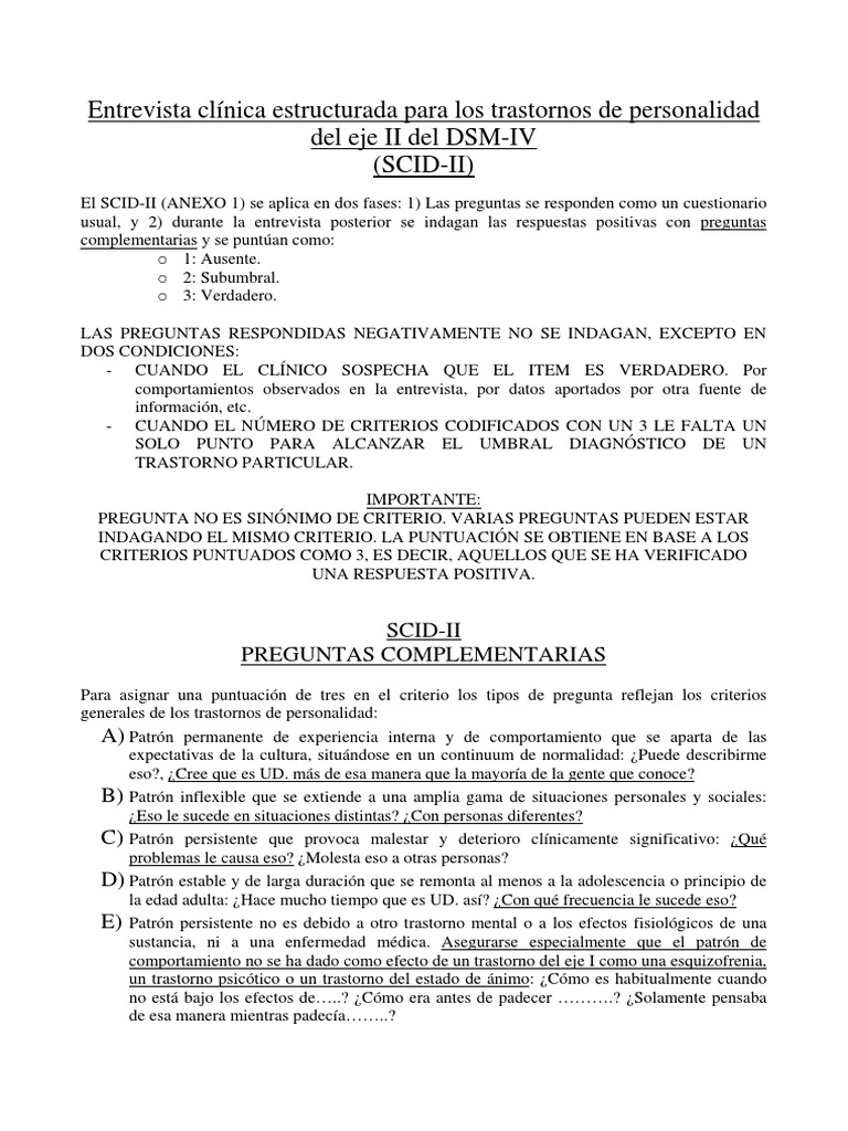 Scid Ii | PDF | Desorden de personalidad | Trastorno mental