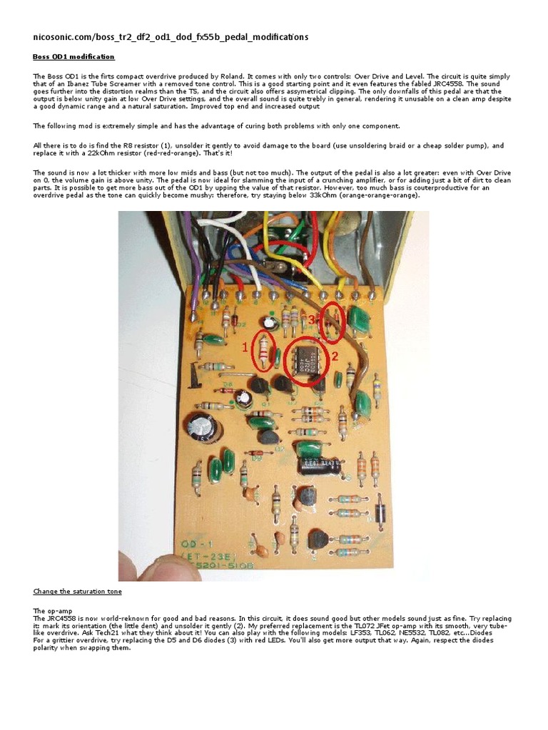 Boss OD1 Modification | PDF | Electricity | Electrical Engineering