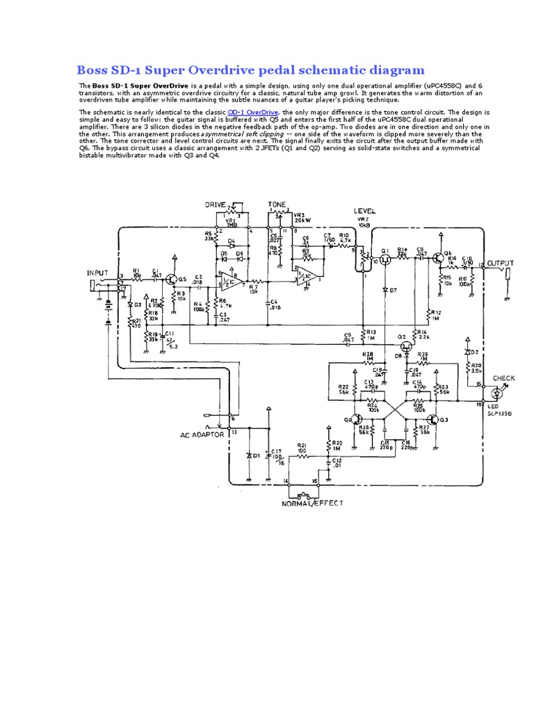 Boss SD-1 Super Overdrive Pedal Schematic Diagram | PDF