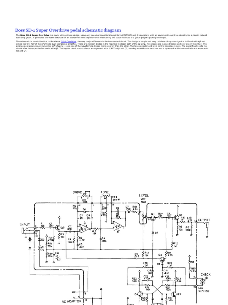 Boss SD-1 Super Overdrive Pedal Schematic Diagram | PDF | Operational ...