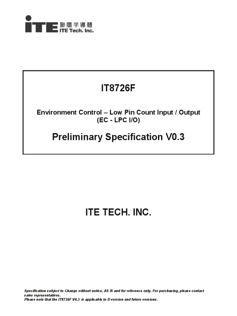 Environment Control - Low Pin Count Input / Output (Ec - LPC I/O) | PDF | Office Equipment ...