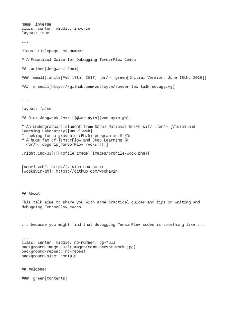 Debugging Tensorflow Guide Pdf Software Development Computer Engineering 