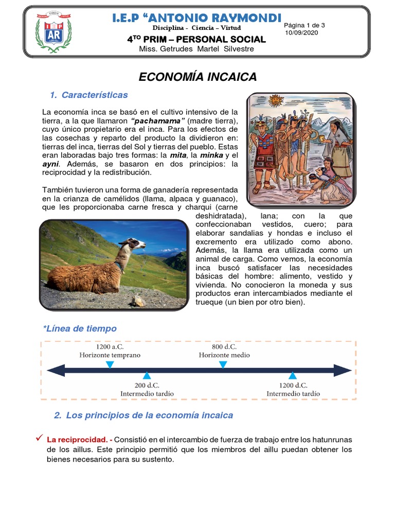 Xii Semana-4to Primaria-Ps Iii Bim - Economía Incaica I | PDF | Imperio ...