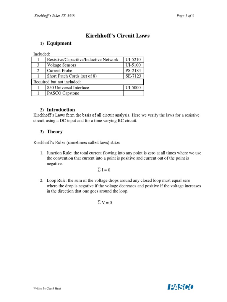 Experiment-Kirchhoff's Circuit Laws Part 1 PDF | PDF | Electrical ...