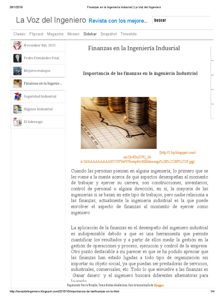 Documento #2 Finanzas en La Ingeniería Indusrial - La Voz Del Ingeniero ...