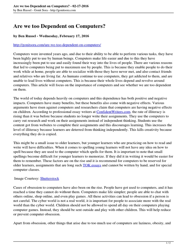 Are We Too Dependent On Computers PDF | PDF | Literacy | Learning