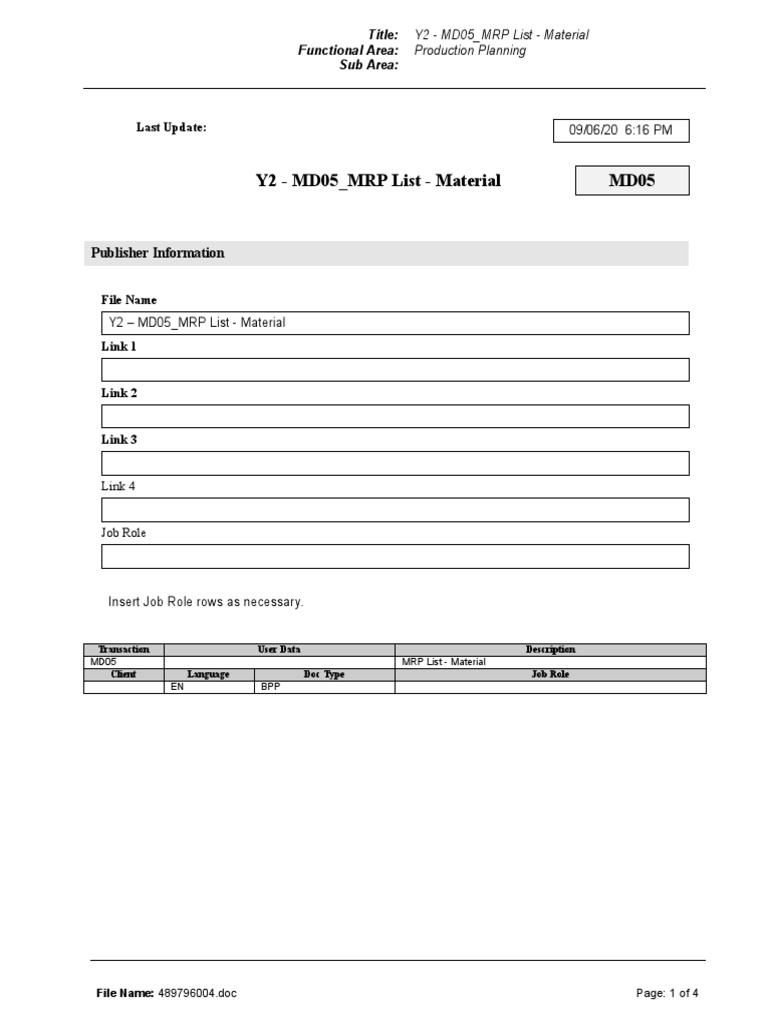 Y2 - MD05 - MRP List - Material | PDF | Computer File | Information ...